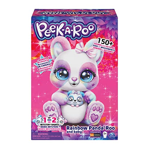 Peek-A-Roo, Interactive Rainbow Plush Toy and Baby with Bonus Bows, Over 150 Sounds & Actions, Kids Toys for Girls Ages 5 and up