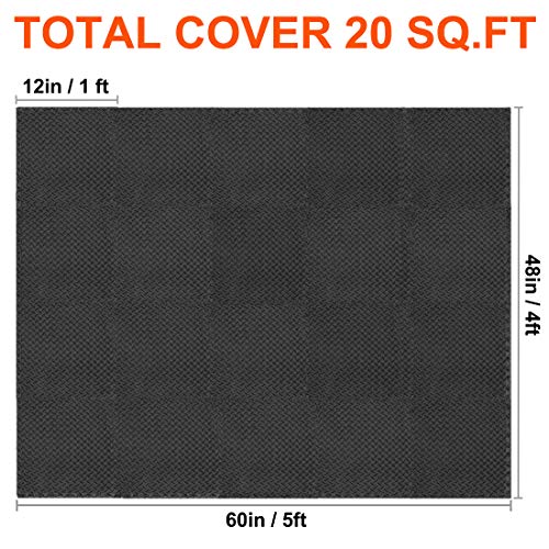 Walsai Exercise Mats Puzzle Foam Mats Gym Flooring Mat Cover 20 SQ.FT Interlocking Foam Mats with EVA Foam Floor Tiles for Home Gym Equipment Workouts Black