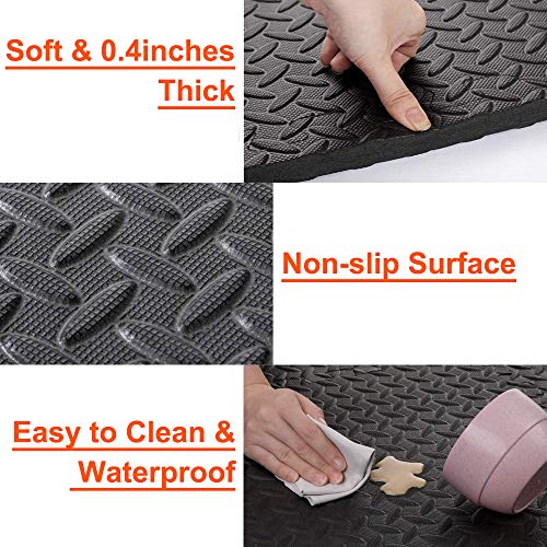 Walsai Exercise Mats Puzzle Foam Mats Gym Flooring Mat Cover 20 SQ.FT Interlocking Foam Mats with EVA Foam Floor Tiles for Home Gym Equipment Workouts Black