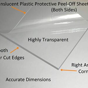 Plexiglass Sheet 1/8 inch thick, 12x12 Cast Clear Acrylic Sheet, 2 Sheet Pack, Thick Clear Plastic Sheet, Thin Acrylic Sheets for Crafts, Acrylic Board Plexi Glass Panel (2, 12"x12")