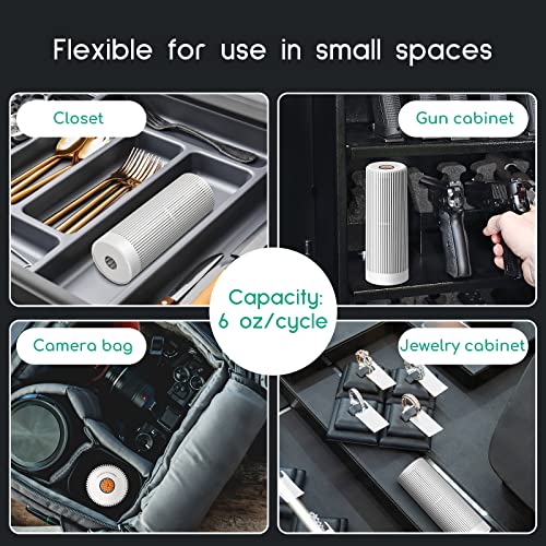 Renewable Gun Safe Dehumidifier,Afloia Cordless Mini Dehumidifier Wireless Rechargeable Dehumidifier,Reuseable Dehumidifier Stick and PTC base, Ultra-Portable for Bag Cabinet Closet RV Car Small Room, TOPX 1+1