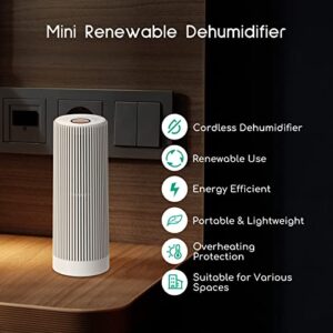 Renewable Gun Safe Dehumidifier,Afloia Cordless Mini Dehumidifier Wireless Rechargeable Dehumidifier,Reuseable Dehumidifier Stick and PTC base, Ultra-Portable for Bag Cabinet Closet RV Car Small Room, TOPX 1+1