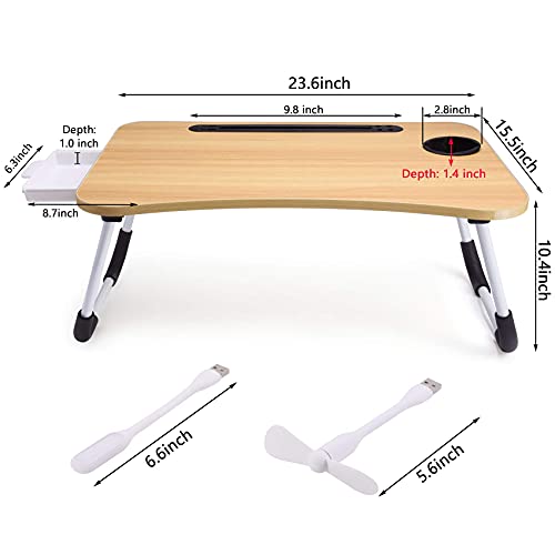 Slendor Laptop Desk Laptop Bed Stand Foldable Laptop Table Folding Breakfast Tray Portable Lap Standing Desk Reading and Writing Holder with Drawer for Bed Couch Sofa Floor