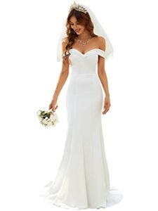 ever-pretty women's off-shoulder mermaid sweep train long wedding dresses for bride white us4