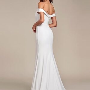 Ever-Pretty Women's Off-Shoulder Mermaid Sweep Train Long Wedding Dresses for Bride White US4