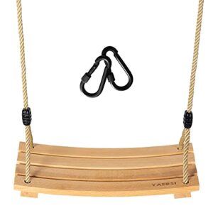 wooden tree swings tree swing for adults children kid's wood swing seat with adjustable rope 220lbs load wooden swing set for indoor outdoor