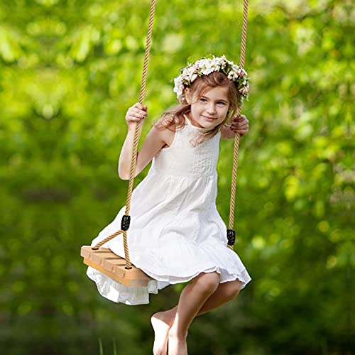 Wooden Tree Swings Tree Swing for Adults Children Kid's Wood Swing Seat with Adjustable Rope 220lbs Load Wooden Swing Set for Indoor Outdoor