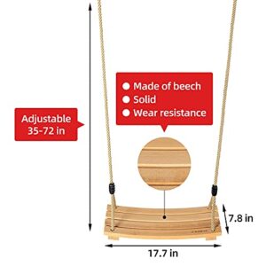 Wooden Tree Swings Tree Swing for Adults Children Kid's Wood Swing Seat with Adjustable Rope 220lbs Load Wooden Swing Set for Indoor Outdoor