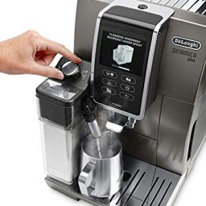 De'Longhi ECAM37095TI Dinamica Plus with LatteCrema System, Fully Automatic Coffee Machine, Colored Touch Display,Titanium