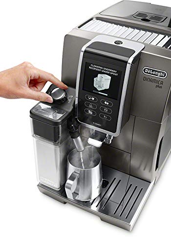 De'Longhi ECAM37095TI Dinamica Plus with LatteCrema System, Fully Automatic Coffee Machine, Colored Touch Display,Titanium