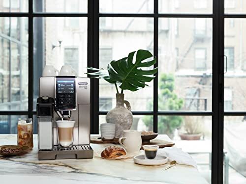 De'Longhi ECAM37095TI Dinamica Plus with LatteCrema System, Fully Automatic Coffee Machine, Colored Touch Display,Titanium