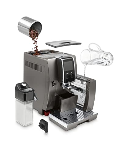 De'Longhi ECAM37095TI Dinamica Plus with LatteCrema System, Fully Automatic Coffee Machine, Colored Touch Display,Titanium