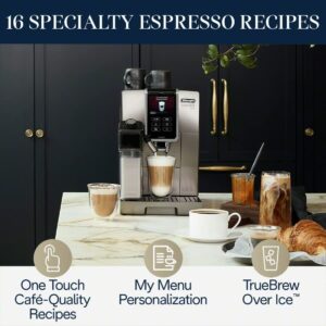 De'Longhi ECAM37095TI Dinamica Plus with LatteCrema System, Fully Automatic Coffee Machine, Colored Touch Display,Titanium