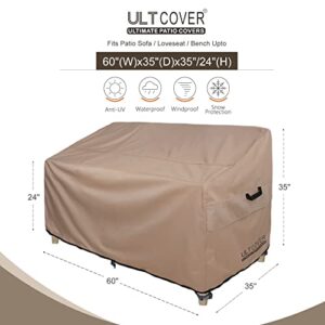 ULTCOVER Patio Furniture Sofa Cover 60W x 35D x 35H inch Waterproof Outdoor 2-Seater Loveseat Cover