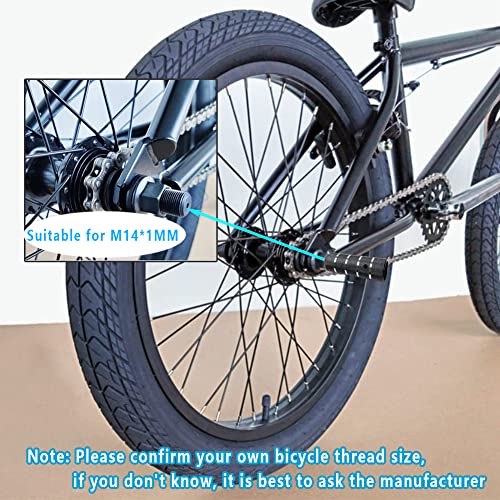 WADEKING WHW Bike Pegs 4.3" Length,Suitable for 14mm Axles, Freestyle BMX Bicycles,Durable and Stylish Non-Slip (Black 1)