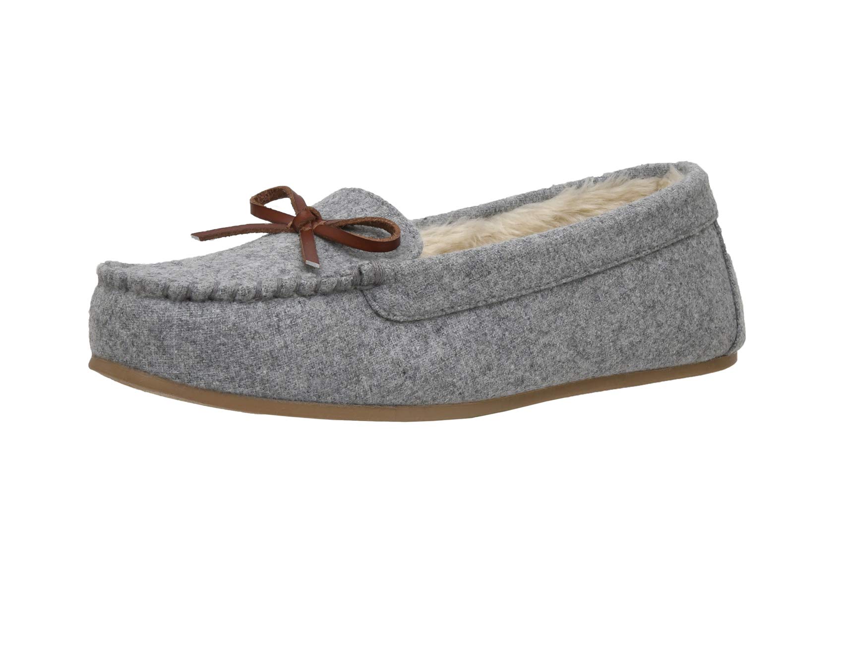 CUSHIONAIRE Women's Sabina Moccasin Slipper +Memory Foam, Grey Wool 10