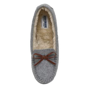 CUSHIONAIRE Women's Sabina Moccasin Slipper +Memory Foam, Grey Wool 10