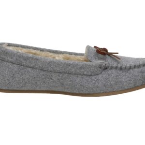 CUSHIONAIRE Women's Sabina Moccasin Slipper +Memory Foam, Grey Wool 10