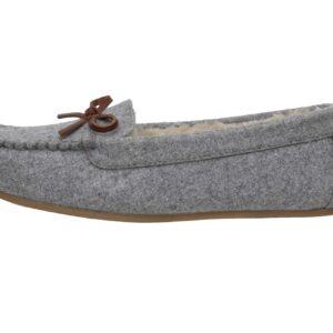 CUSHIONAIRE Women's Sabina Moccasin Slipper +Memory Foam, Grey Wool 10