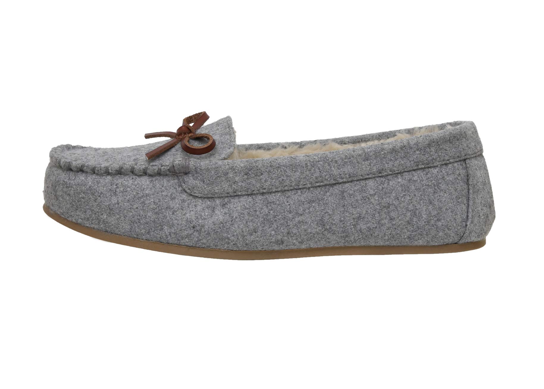 CUSHIONAIRE Women's Sabina Moccasin Slipper +Memory Foam, Grey Wool 10