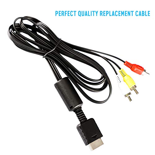 6Ft AV Cable for PS2 PS1 PS3, AV to RCA Composite Audio Video TV Cord Compatible with Playstation 1 2 3