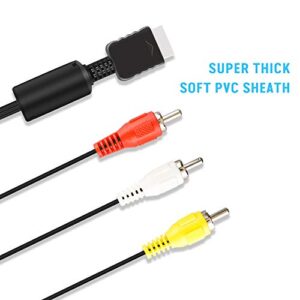 6Ft AV Cable for PS2 PS1 PS3, AV to RCA Composite Audio Video TV Cord Compatible with Playstation 1 2 3