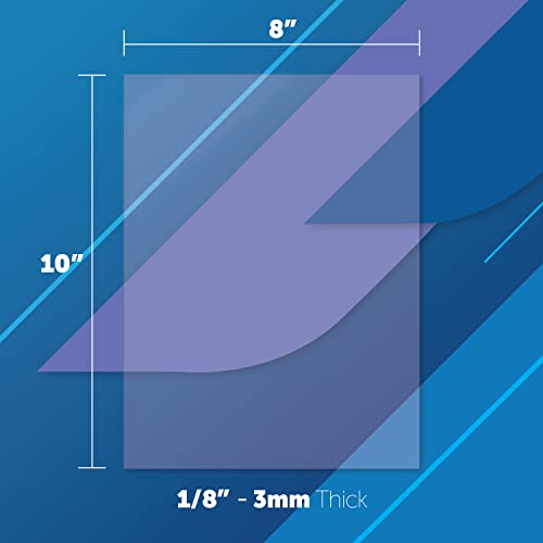 Mega Format Clear Acrylic Sheet - Plexiglass Sheets 1/8 Inch Thick, 8 × 10 Acrylic Sheets with Protective Paper, Plexiglass Window, Cut to Size Plexiglass Table Top, Acrylic Glass Sheet - 3 Pack