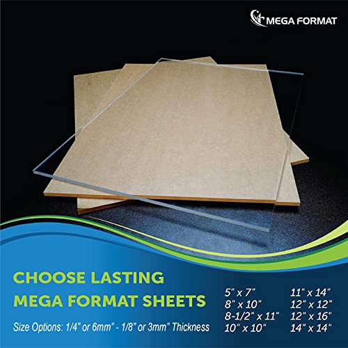 Mega Format Clear Acrylic Sheet - Plexiglass Sheets 1/8 Inch Thick, 8 × 10 Acrylic Sheets with Protective Paper, Plexiglass Window, Cut to Size Plexiglass Table Top, Acrylic Glass Sheet - 3 Pack