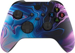 custom controllerzz wireless controller for microsoft xbox series x/s & xbox one - custom soft touch feel - custom xbox series x/s controller (x/s blue & purple swirl)