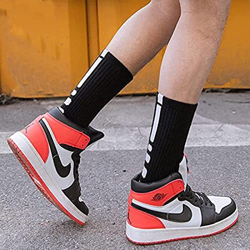 Qiangyun Men 's Athletic Basketball Crew Socks, White Elite Cushioned Mid-Calf Sports Running Compression Socks for Men Women Boys Big girl, Sport Socks A-04,9-12