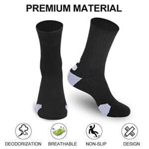 Qiangyun Men 's Athletic Basketball Crew Socks, White Elite Cushioned Mid-Calf Sports Running Compression Socks for Men Women Boys Big girl, Sport Socks A-04,9-12