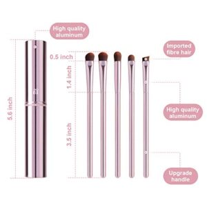 5Pcs Eyeshadow Brush Set, Portable Eye brushes, Premium Eye Makeup Brush, Eyeliner Brush, Angled Brush by YUESHENNAN (pink).