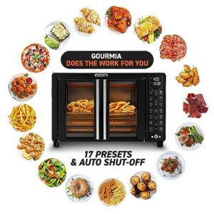 Gourmia Toaster Oven Air Fryer Combo 17 cooking presets 1700W french door digital air fryer oven 24L capacity air fryer accessories, convection toaster oven rack, baking pan, tray recipe book GTF7460