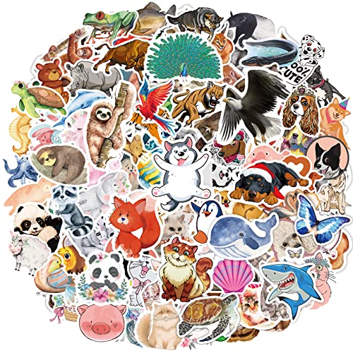 400Pcs Waterproof Animal Stickers for Water Bottle Laptop, Cat Dog Tropical Rainforest Animals Vinyl Sticker for Kids Teens Adults