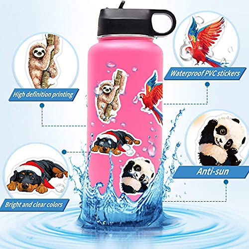 400Pcs Waterproof Animal Stickers for Water Bottle Laptop, Cat Dog Tropical Rainforest Animals Vinyl Sticker for Kids Teens Adults