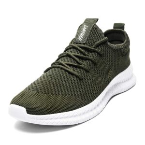 fujeak men running shoes men casual breathable walking shoes sport athletic sneakers gym tennis slip on comfortable lightweight shoes a green