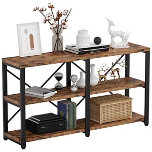 IRONCK Bookshelf Double Wide 55 in 3 Tier, Industrial Bookcases, Wood and Metal Bookshelves, Book Shelves for Home Office Decor Display