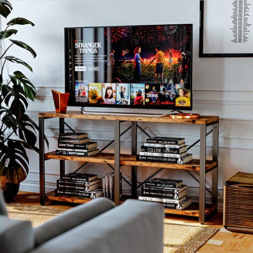 IRONCK Bookshelf Double Wide 55 in 3 Tier, Industrial Bookcases, Wood and Metal Bookshelves, Book Shelves for Home Office Decor Display