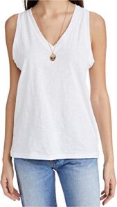 madewell women's whisper cotton v-neck tank, optic white, m