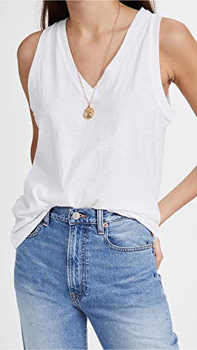 Madewell Women's Whisper Cotton V-Neck Tank, Optic White, M