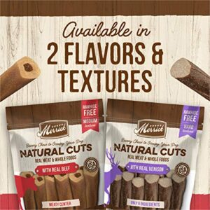 Merrick Natural Cuts Rawhide Free Dog Treats Filled Chew Made with Real Meat and Whole Foods, Venison, 0.56 pounds