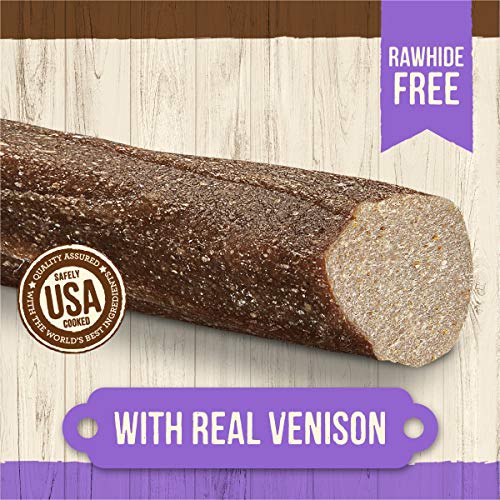 Merrick Natural Cuts Rawhide Free Dog Treats Filled Chew Made with Real Meat and Whole Foods, Venison, 0.56 pounds