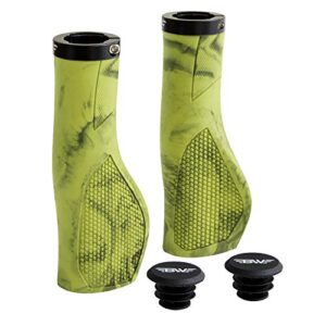 bw usa ergo-lock 2.0 grips – dual lock-on mtb bike handlebar grips - lime/black