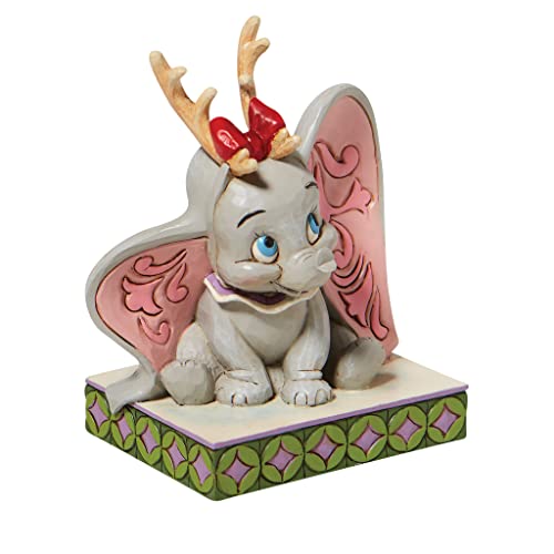 Enesco Disney Traditions by Jim Shore Dumbo with Reindeer Antlers Personality Pose Figurine, 4.21 Inch, Multicolor