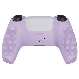 eXtremeRate PlayVital Mauve Purple 3D Studded Edition Anti-Slip Silicone Cover Skin for ps5 Controller, Soft Rubber Case for ps5 Wireless Controller with 6 White Thumb Grip Caps