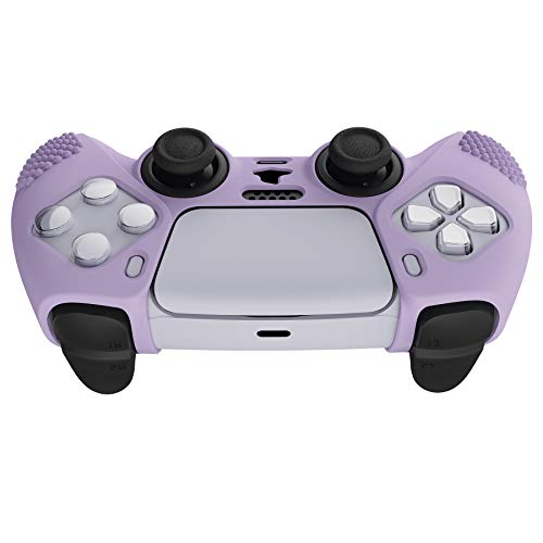 eXtremeRate PlayVital Mauve Purple 3D Studded Edition Anti-Slip Silicone Cover Skin for ps5 Controller, Soft Rubber Case for ps5 Wireless Controller with 6 White Thumb Grip Caps