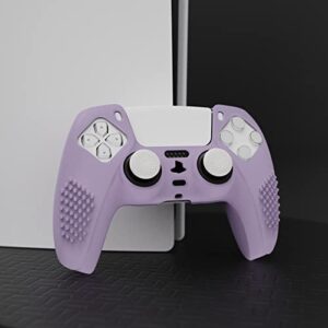 eXtremeRate PlayVital Mauve Purple 3D Studded Edition Anti-Slip Silicone Cover Skin for ps5 Controller, Soft Rubber Case for ps5 Wireless Controller with 6 White Thumb Grip Caps