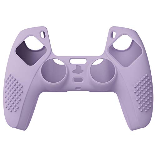 eXtremeRate PlayVital Mauve Purple 3D Studded Edition Anti-Slip Silicone Cover Skin for ps5 Controller, Soft Rubber Case for ps5 Wireless Controller with 6 White Thumb Grip Caps