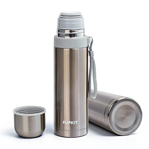 Stainless Steel Thermos Bottle, Supkit 17oz Thermos for Hot Drinks, BPA Free, Insulated Cup Keep Hot & Cold for Hours, Perfect for Biking, Camping, Office, Car or Outdoor Travel (Gold)