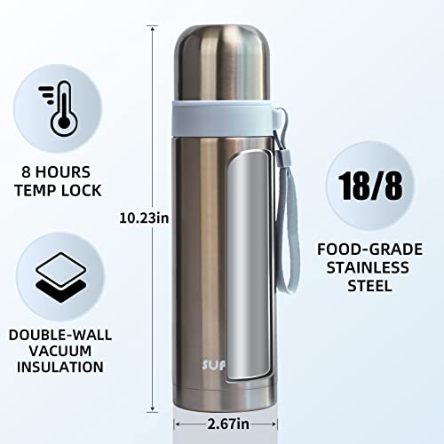 Stainless Steel Thermos Bottle, Supkit 17oz Thermos for Hot Drinks, BPA Free, Insulated Cup Keep Hot & Cold for Hours, Perfect for Biking, Camping, Office, Car or Outdoor Travel (Gold)